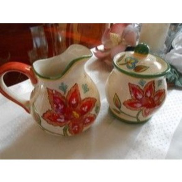 Maxcera | Dining | Maxcera Vanilla Chintz Floral Flowers Leaves Sugar ...